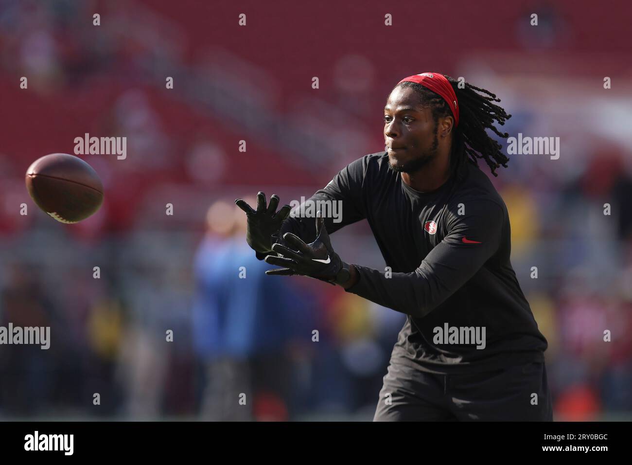 San Francisco 49ers wide receiver Chris Conley warms up before an NFL ...