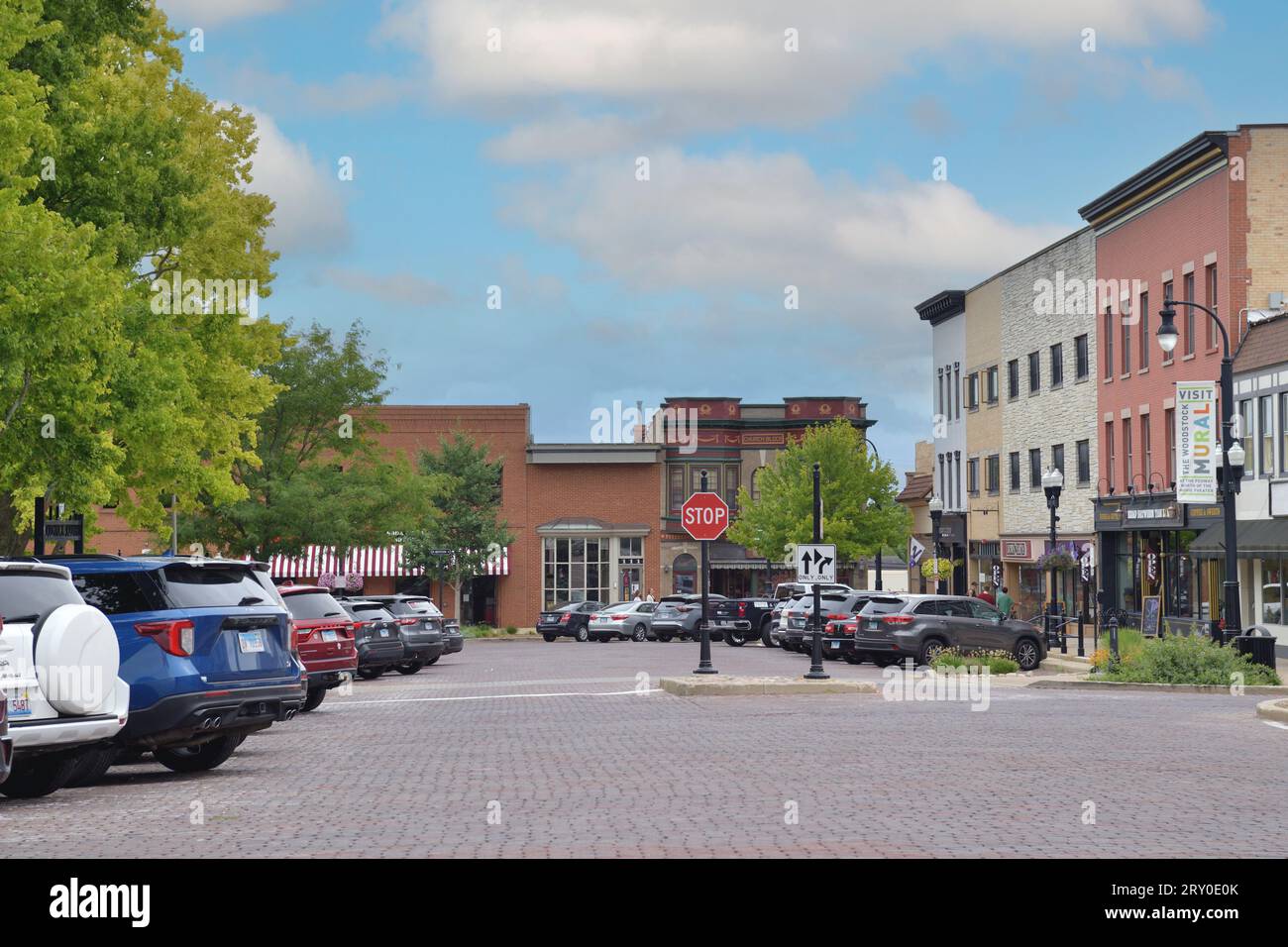 Woodstock, Illinois, USA. one of the four streets that form the area ...