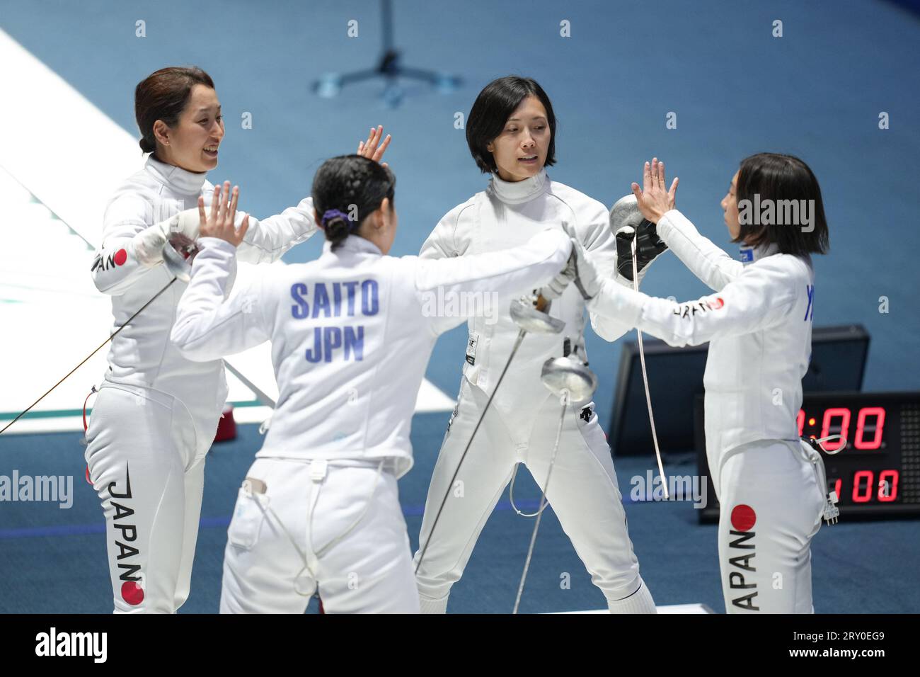 Hana Saito Miho Yoshimura Nozomi Sato Haruna Baba (JPN), SEPTEMBER 27, 2023 - Fencing : Women's ...