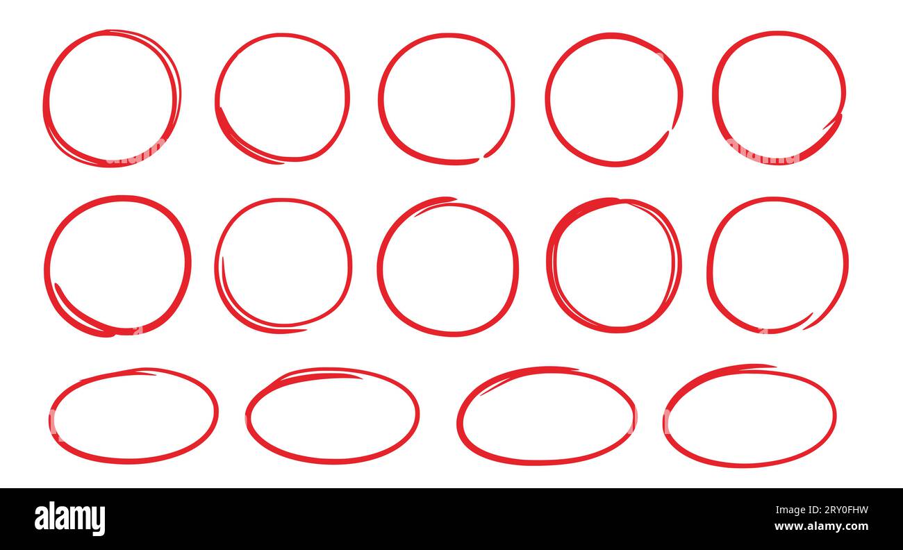 Hand drawn red marker round frame. Hand drawn marker stroke style ...