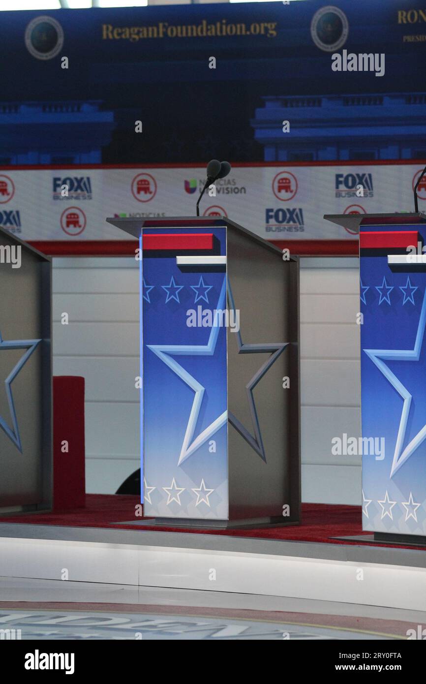 The stage at the Ronald Reagan Presidential Library for the second ...