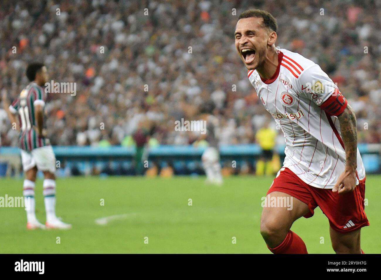 Maracana Stadium Alan Patrick from Internacional, celebrates his goal ...