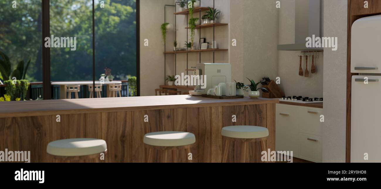 Modern kitchen island garden hi-res stock photography and images - Alamy