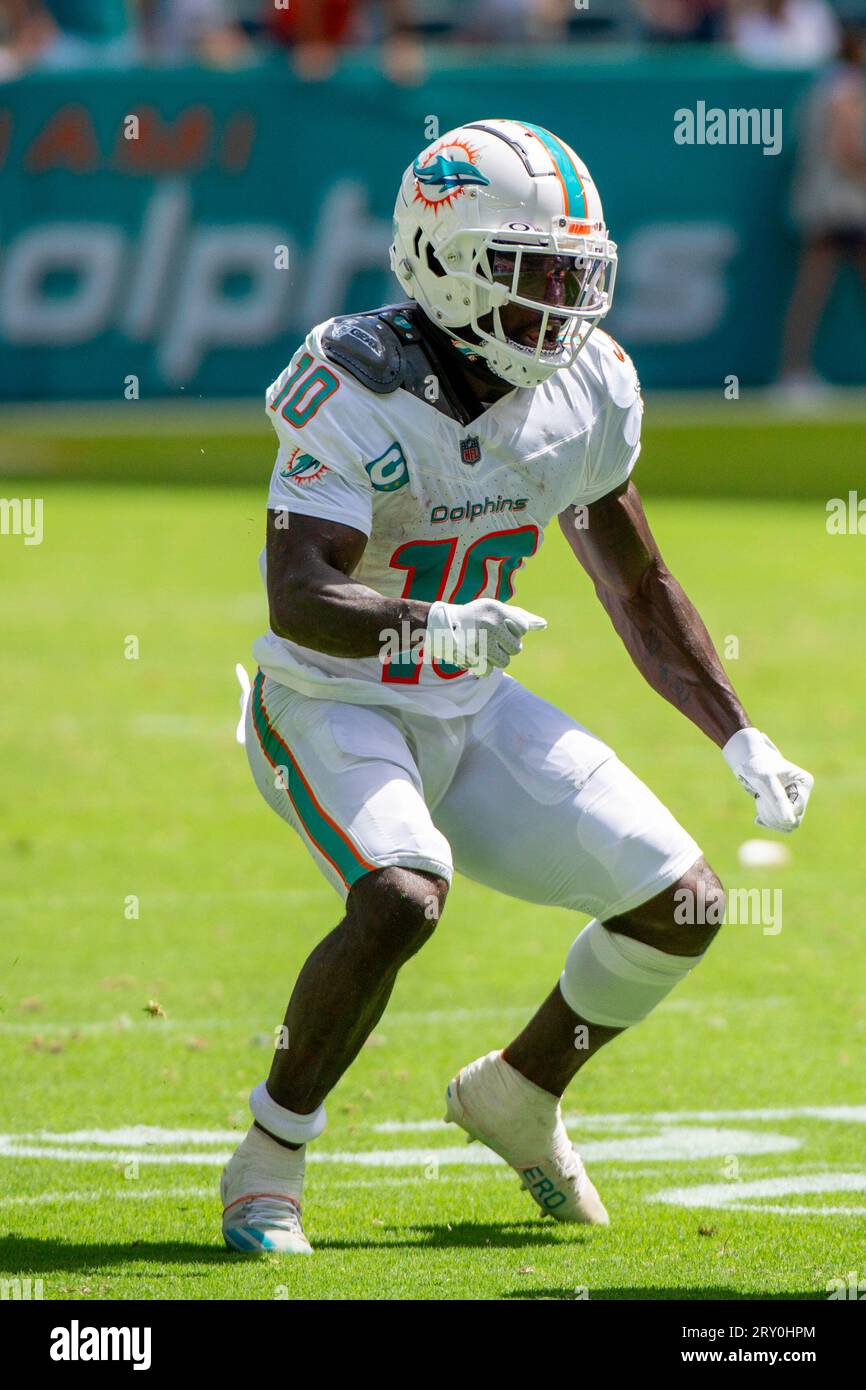 Miami Dolphins wide receiver Tyreek Hill (10) runs a play during an NFL ...