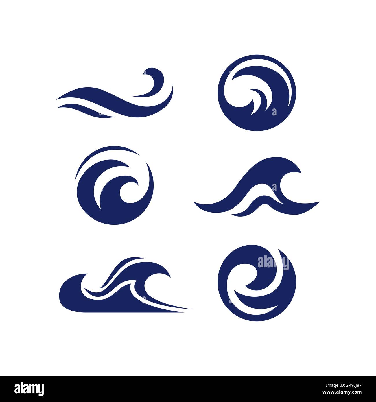 waves vector set of elements for design. wave logo set. ocean logo ...