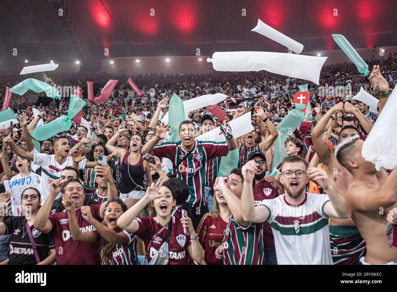 Fluminense fans seen, during a match against Internacional, valid for ...