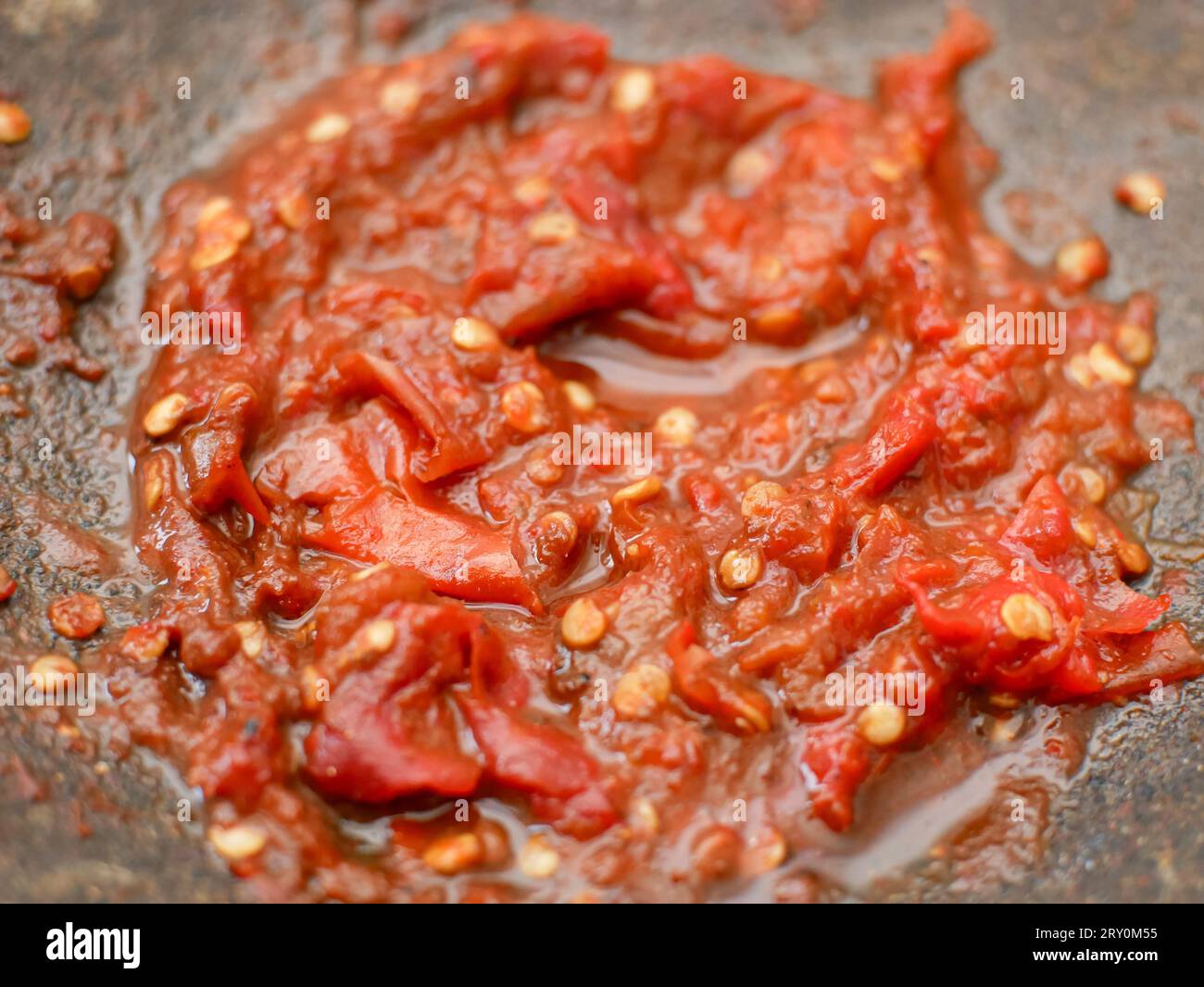 texture of Indonesian red chili sauce Stock Photo - Alamy