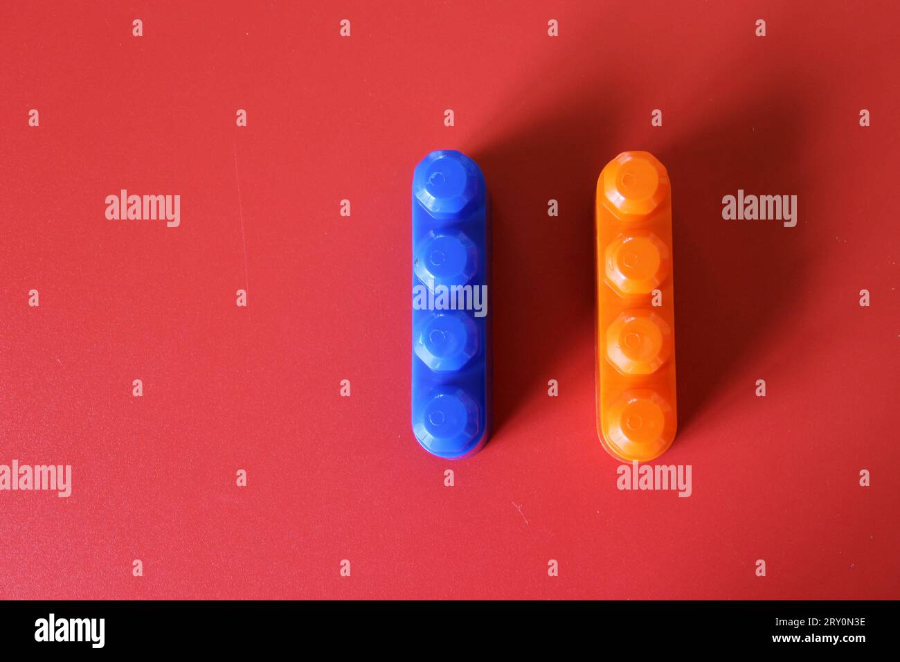 Pieces of plastic rainbow multicolored buildable toy blocks formed and ...