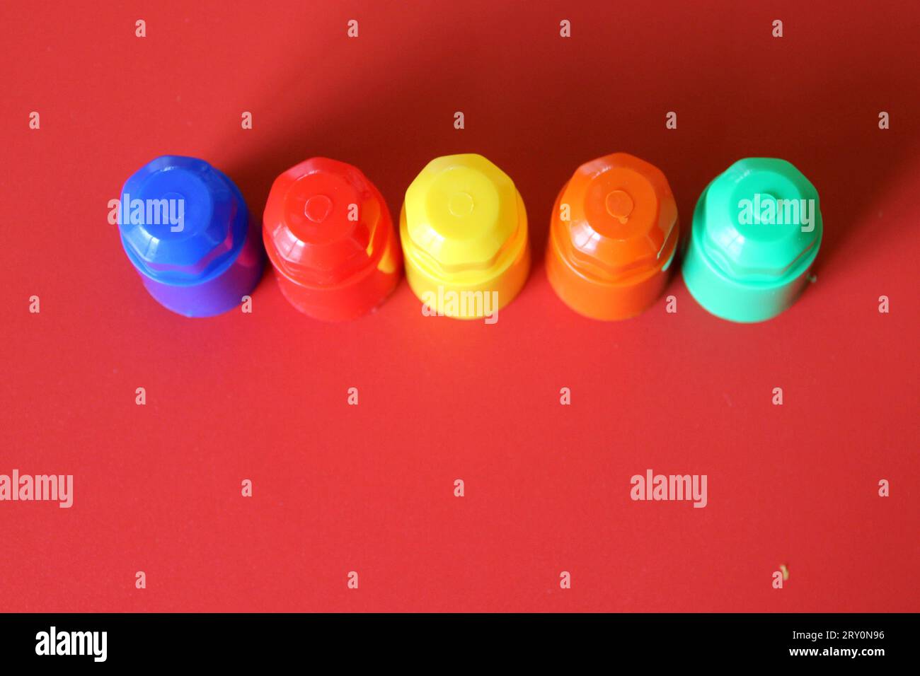 Pieces of plastic rainbow multicolored buildable toy blocks formed and ...