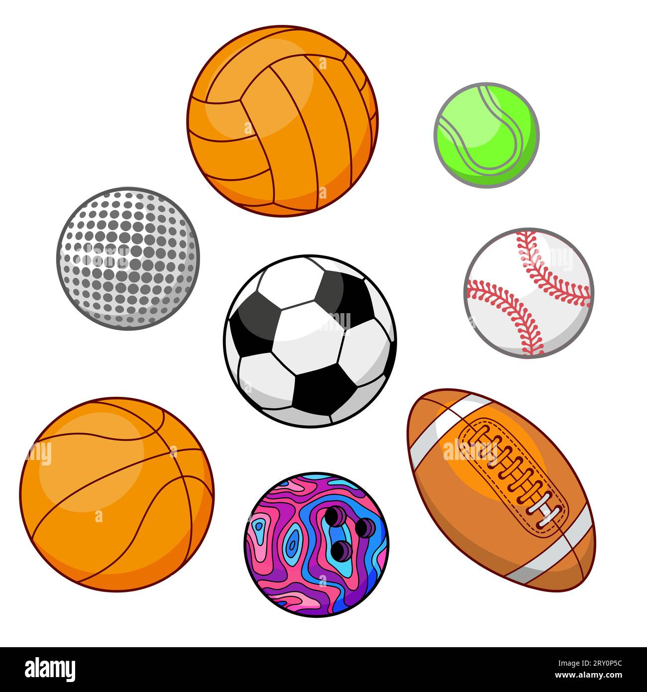 Set cartoon balls for different sports hi-res stock photography and ...