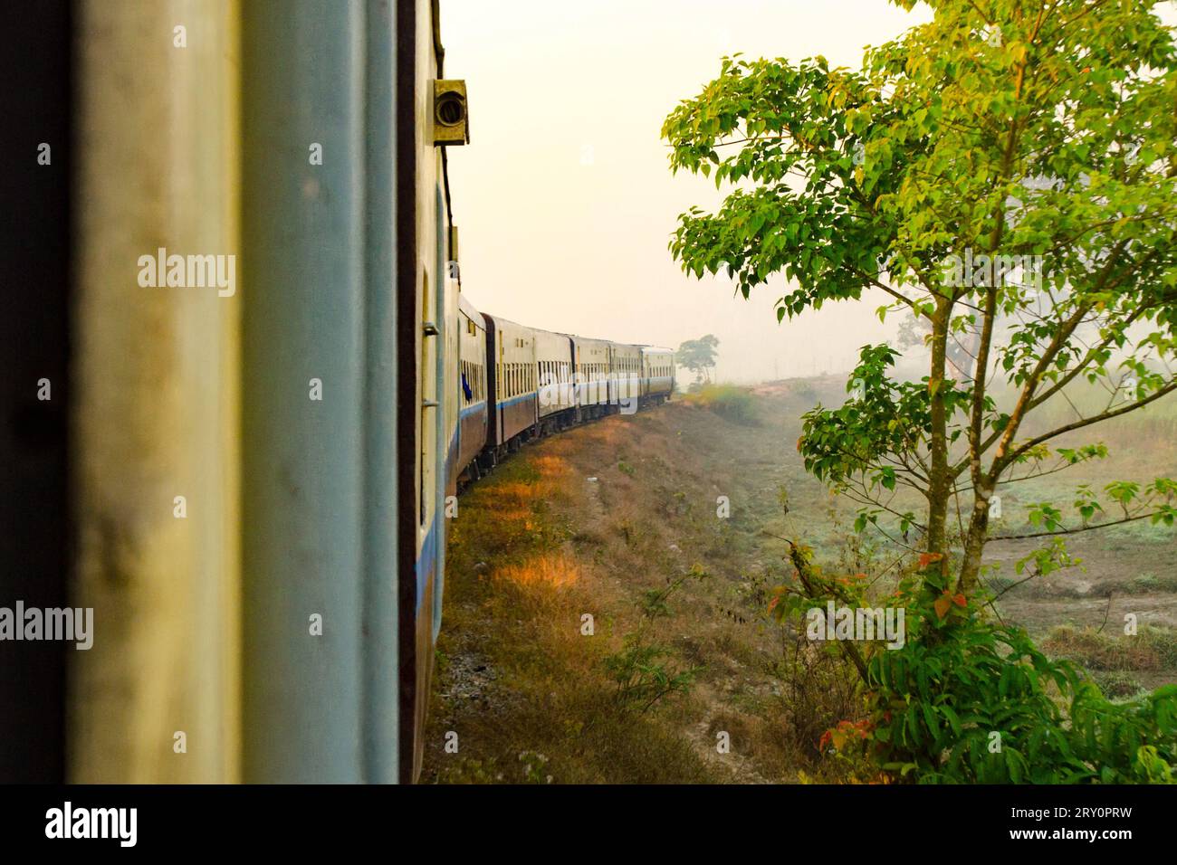 Train in Myanmar (Burma) in the early morning fog Stock Photo - Alamy