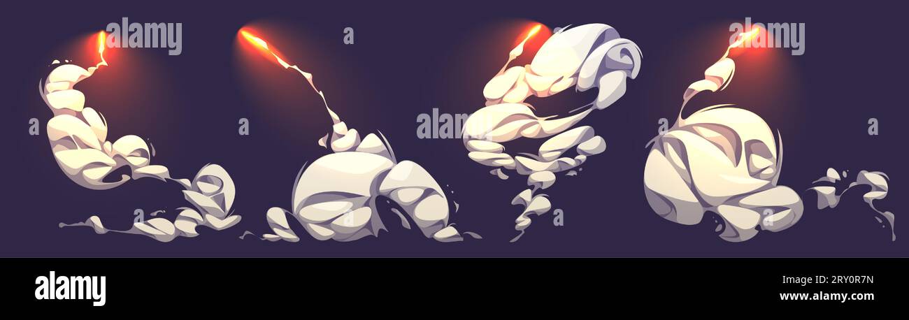 Rocket smoke trail effect with flame, missile speed fire illustration ...