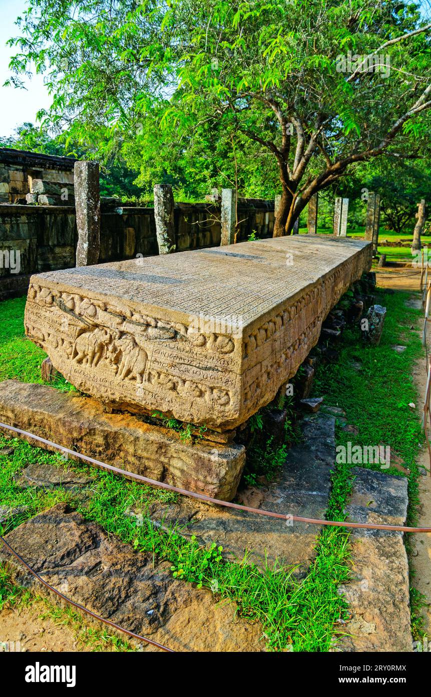 Gal-potha stone book. Polonnaruwa. Sri Lanka Stock Photo - Alamy