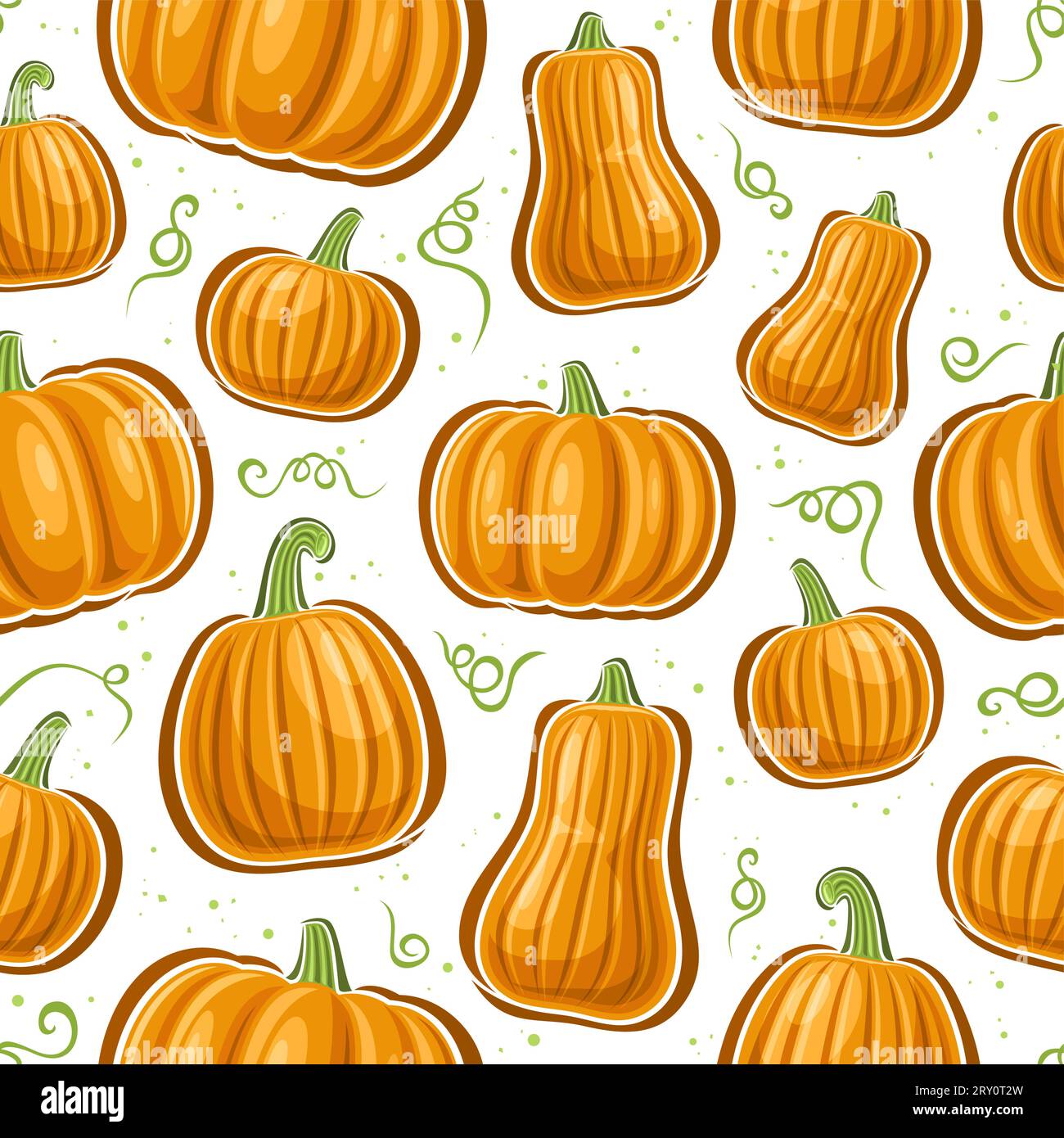 Vector Pumpkin Seamless Pattern, square repeat background with cut out ...