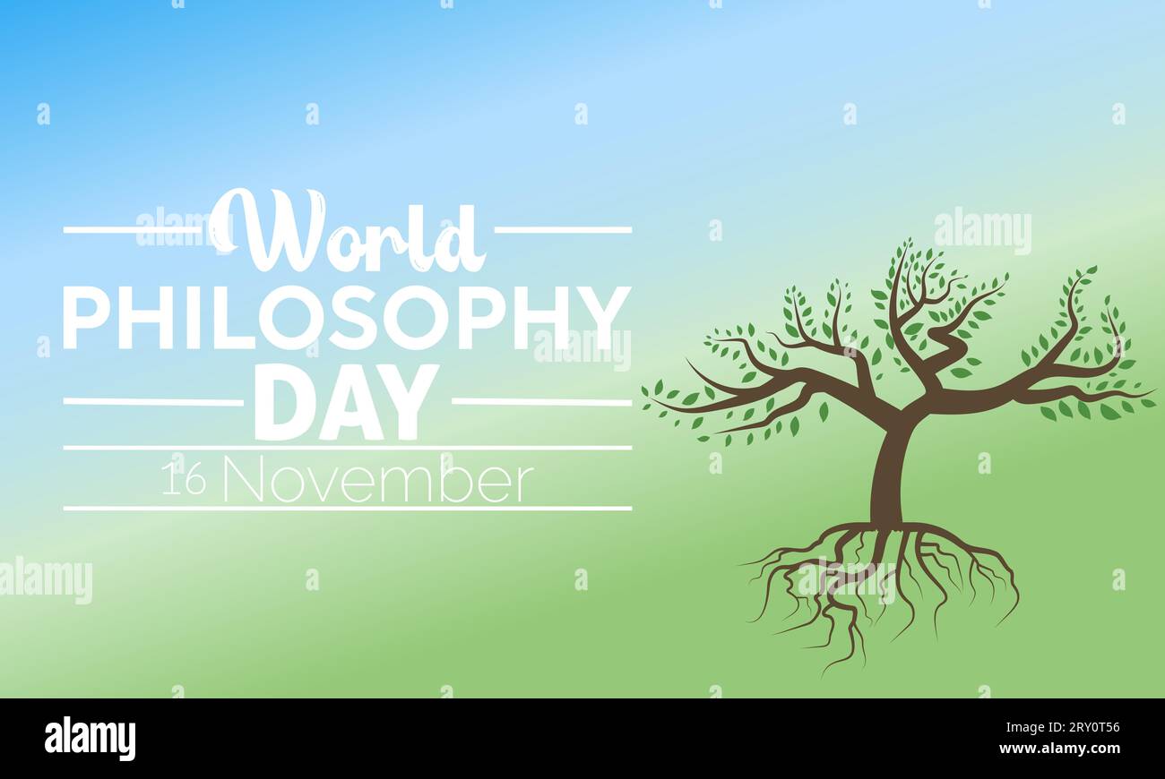 World Philosophy Day Vector Banner with Thinker and Philosophical ...