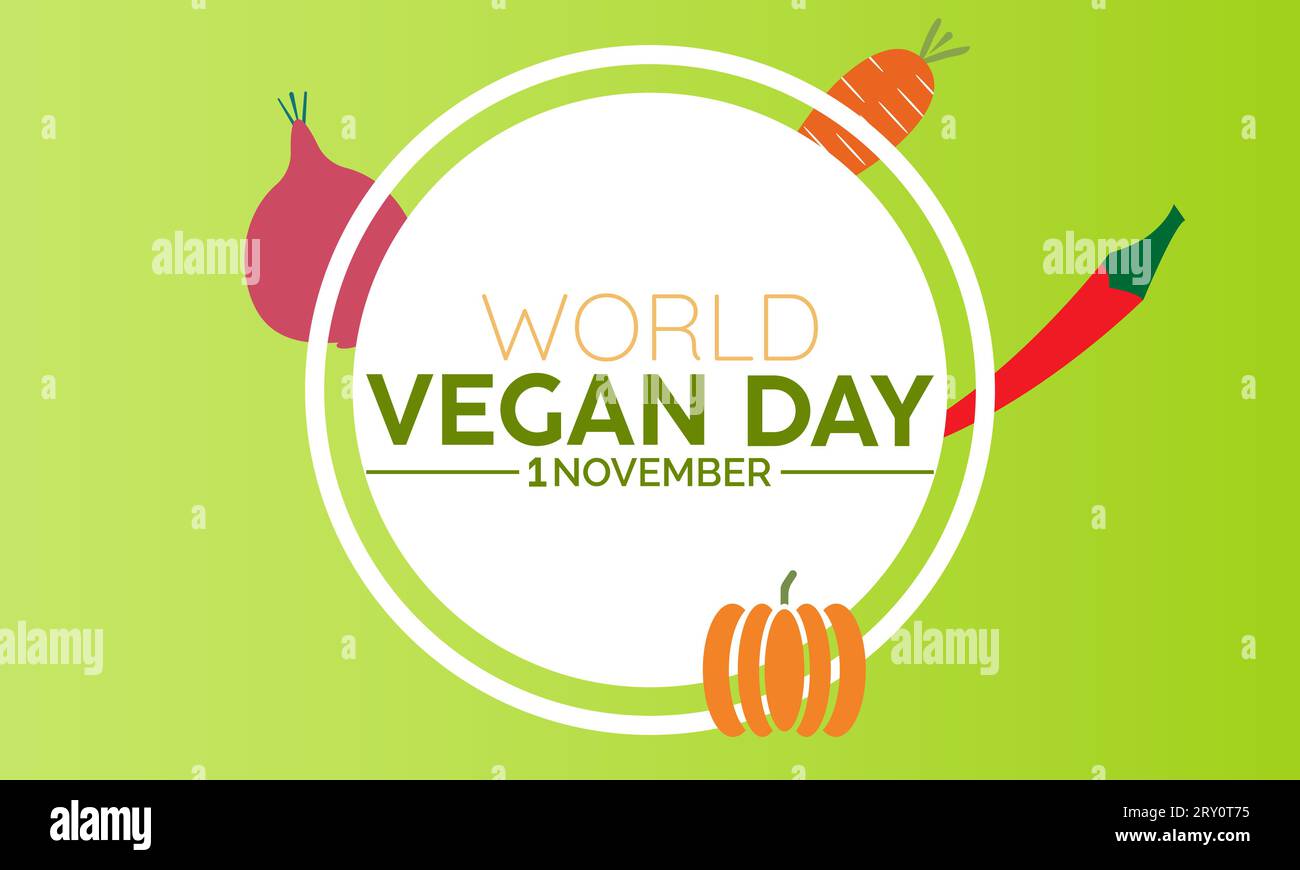 World Vegan Day Vector Illustration with Healthy Food and Green ...