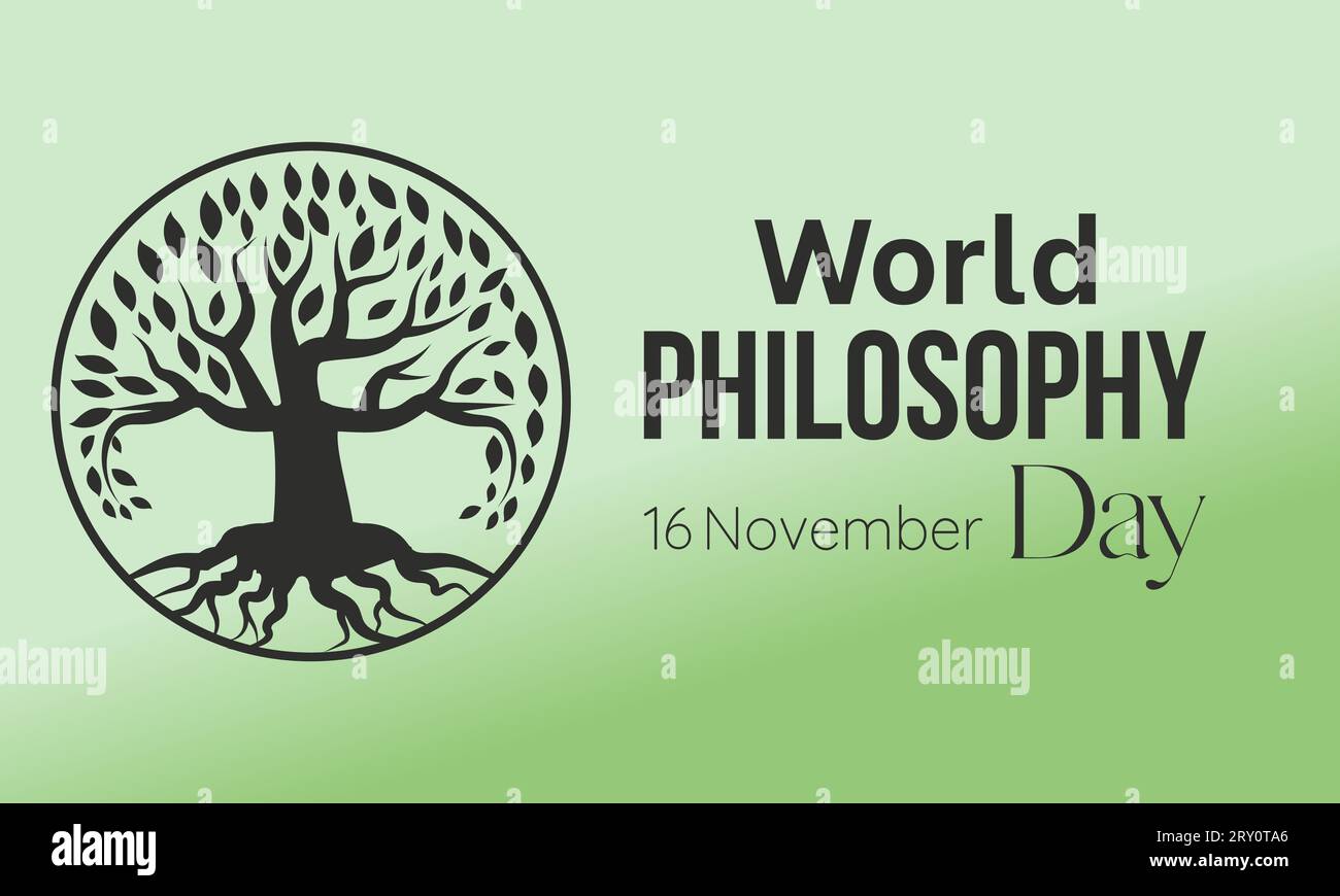 World Philosophy Day Vector Banner with Thinker and Philosophical ...