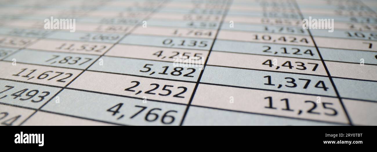 Investigation paper sheet with columns of digits in office Stock Photo ...