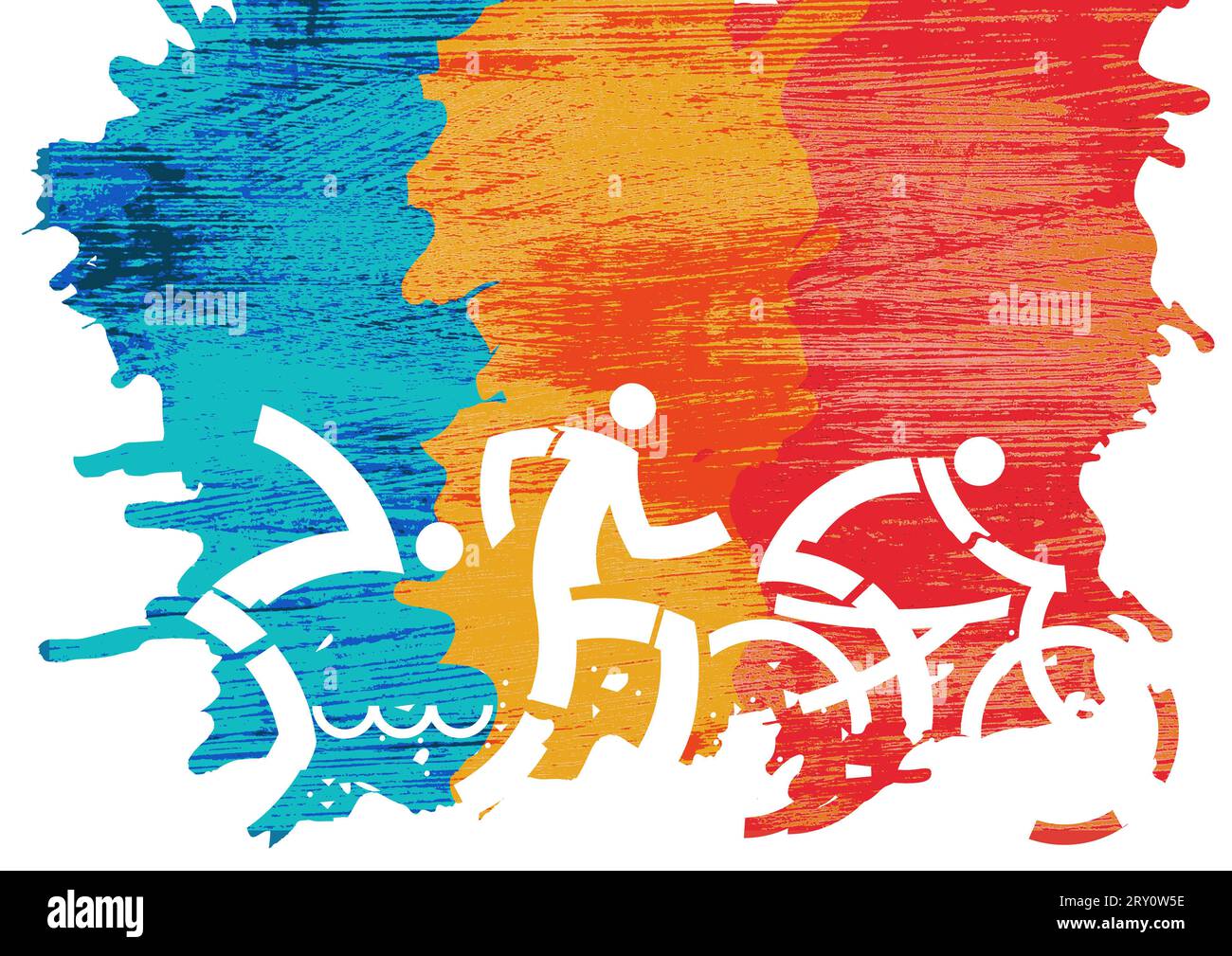 Triathlon Racers symbols, exppresive backdrop. Three triathlon icons on ...