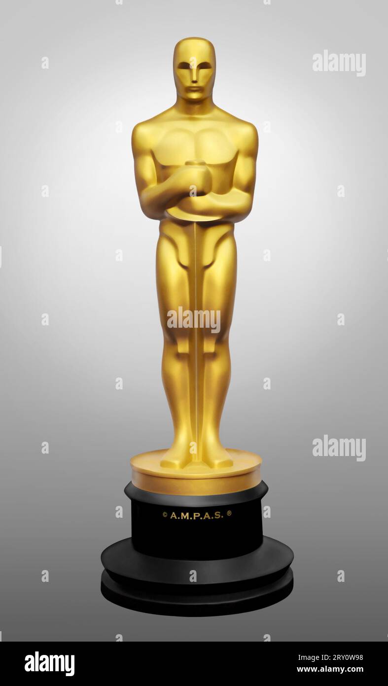 Oscar statue illustration on white background Stock Photo - Alamy