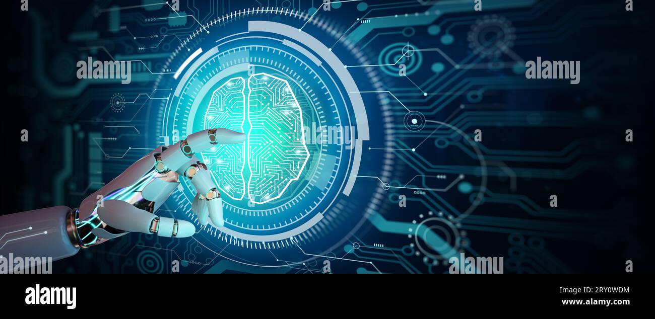 AI Robot hand pointing Artificial intelligence technology. Ai Brain ...