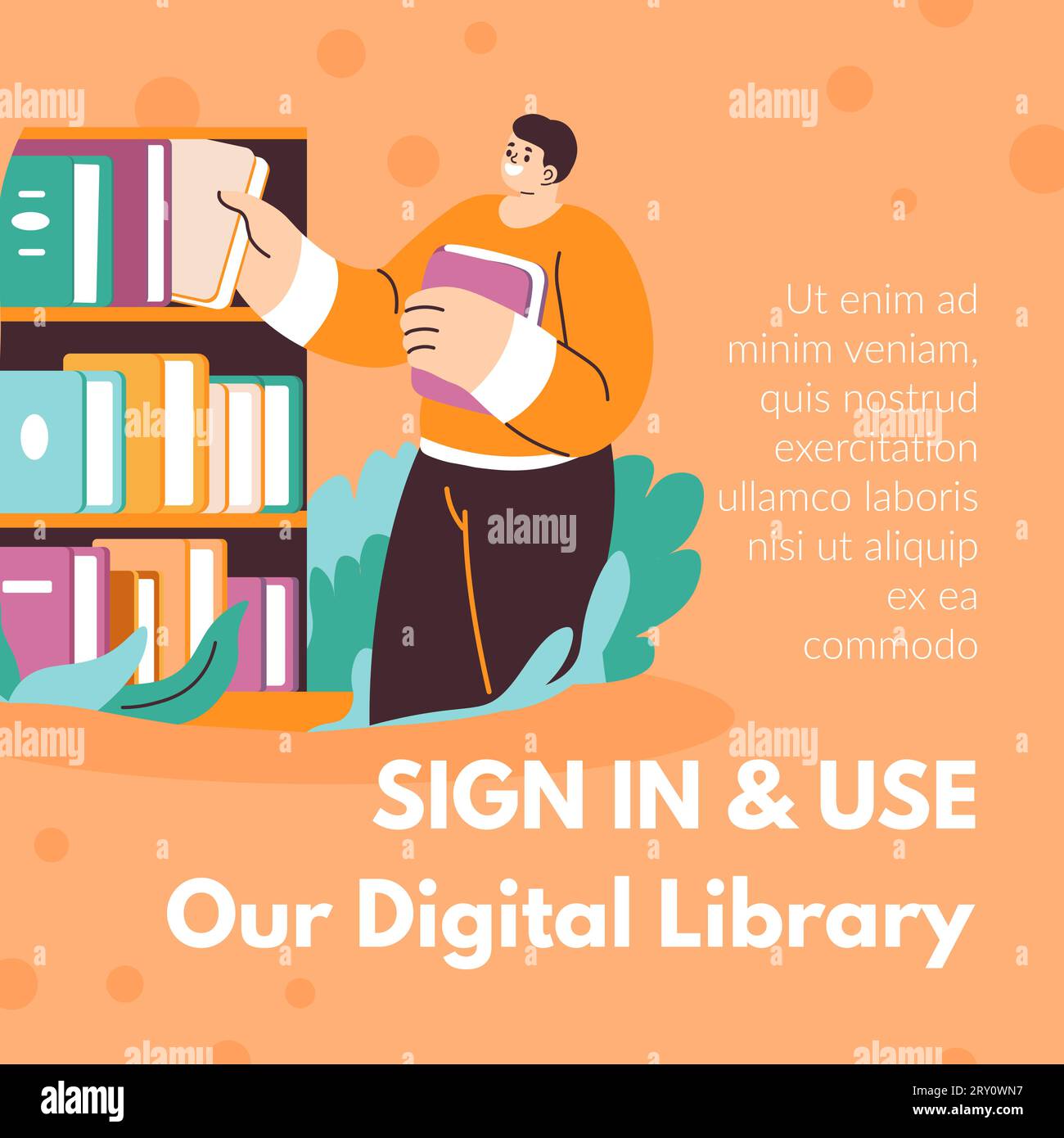 Sign in and use our digital library, promo banner Stock Vector Image ...