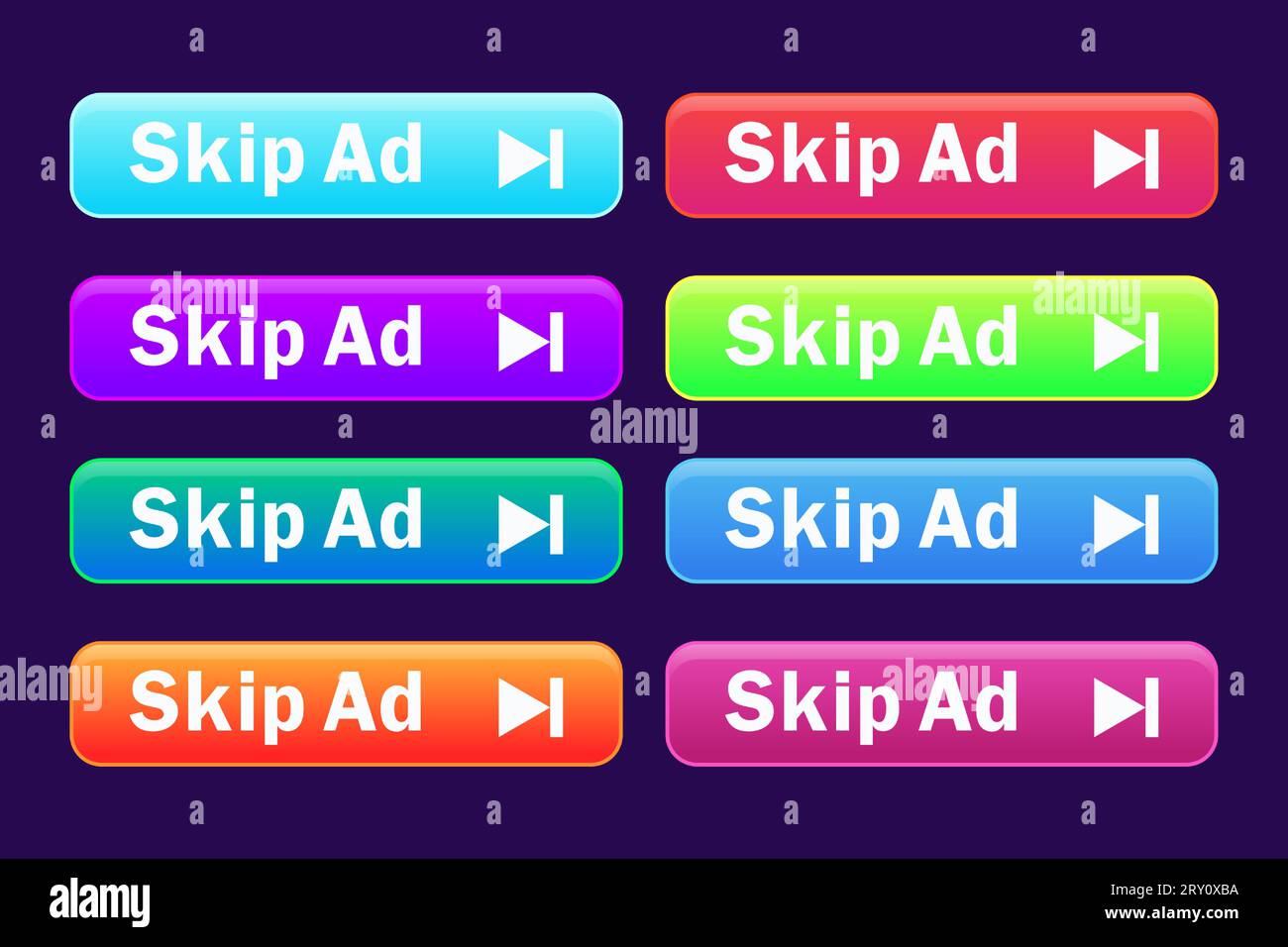 Skip Ad button. Video block icon for advertising. App template for interface. Vector Stock ...