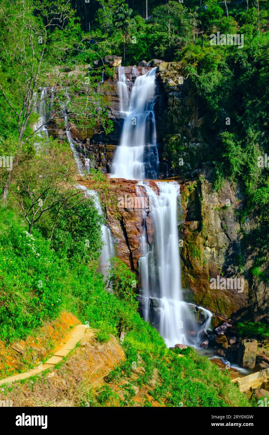 The famous Ramboda Falls in the area of Pussellawa, Sri Lanka (Ceylon ...