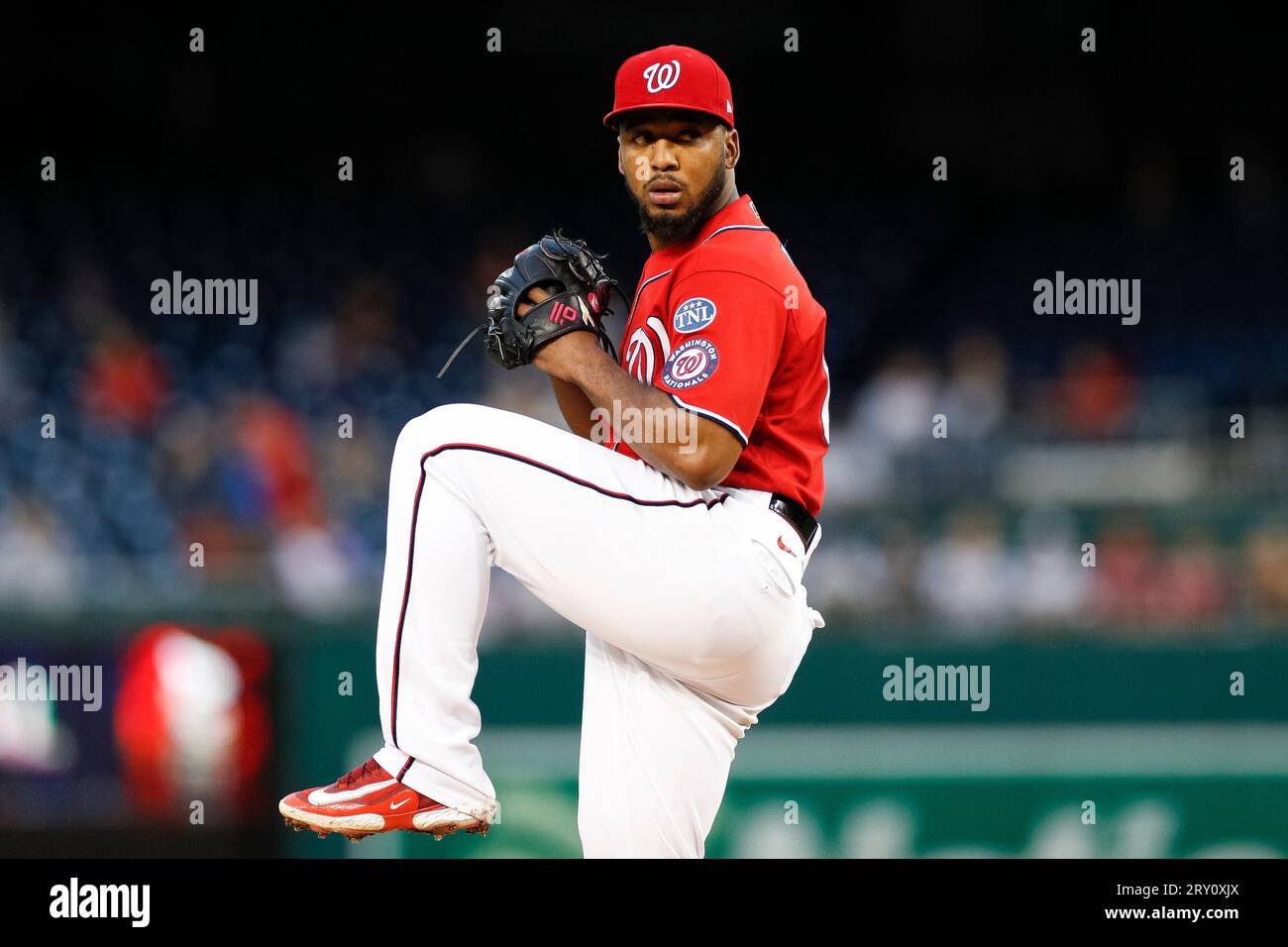 Washington Nationals starting pitcher Joan Adon (60) throws to the ...