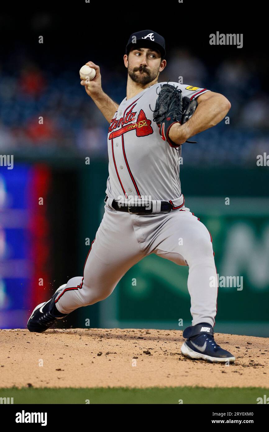 Atlanta Braves starting pitcher Spencer Strider (99) delivers a pitch ...