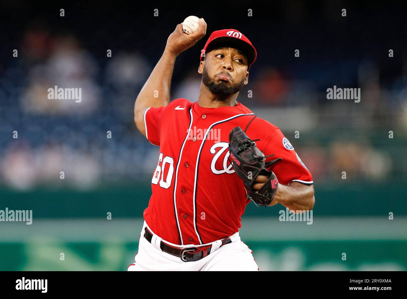 Washington Nationals starting pitcher Joan Adon (60) throws to the ...