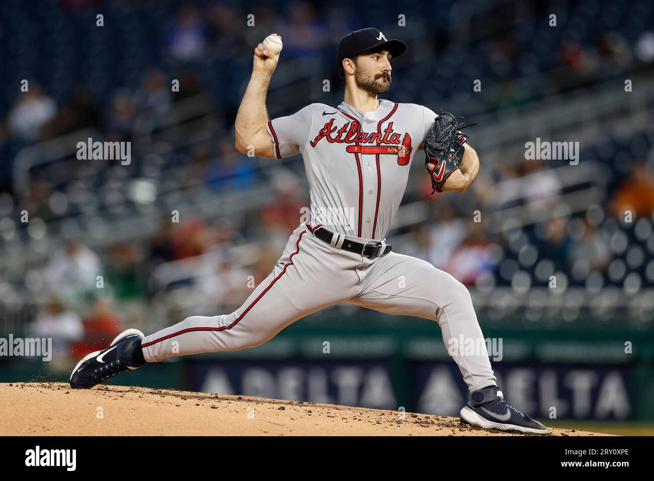 Atlanta Braves starting pitcher Spencer Strider (99) delivers a pitch ...