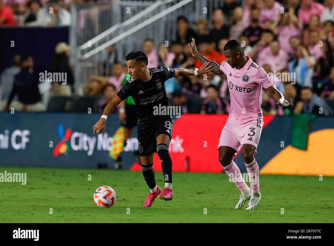 Houston Dynamo midfielder Amine Bassi (8) controls the ball in front of ...