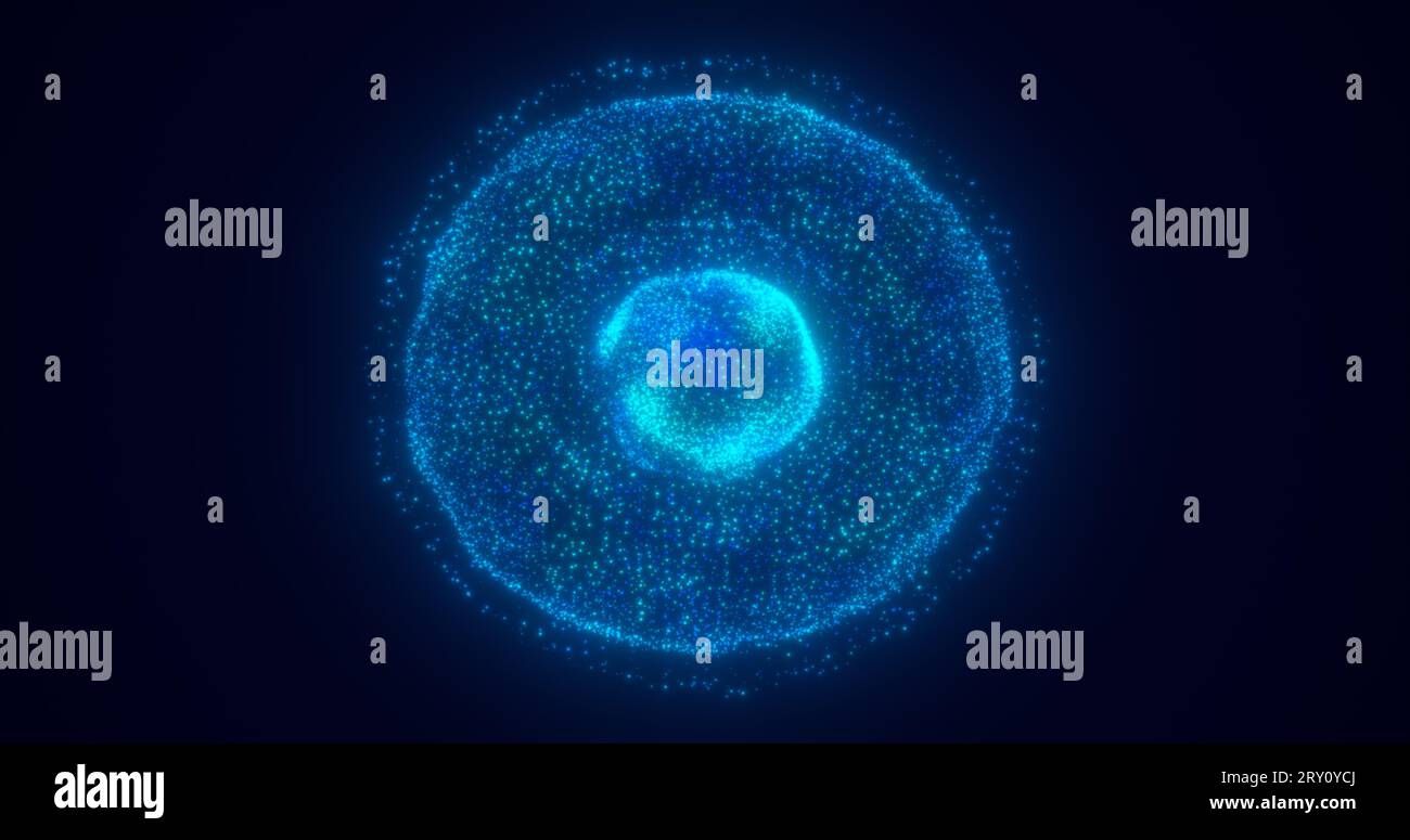 Blue energy glowing sphere futuristic atom from electric magic ...