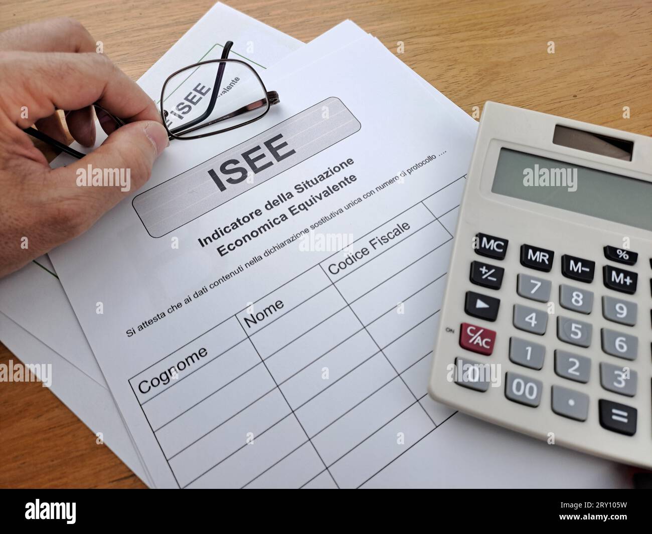ISEE low income. Printed form, paper ISEE presentation Stock Photo - Alamy