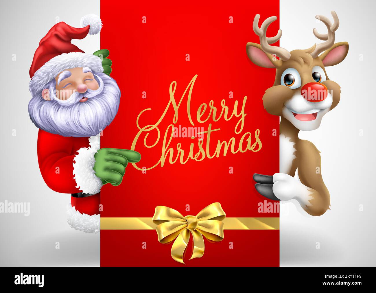 Santa Claus Father Christmas And Reindeer Sign Stock Vector Image & Art ...