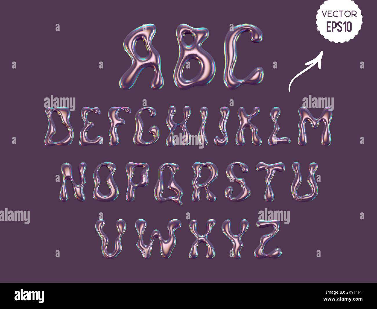 3d holographic liquid curved alphabet Stock Vector Image & Art - Alamy