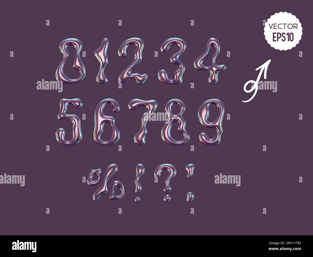 3d holographic liquid numbers and marks Stock Vector Image & Art - Alamy