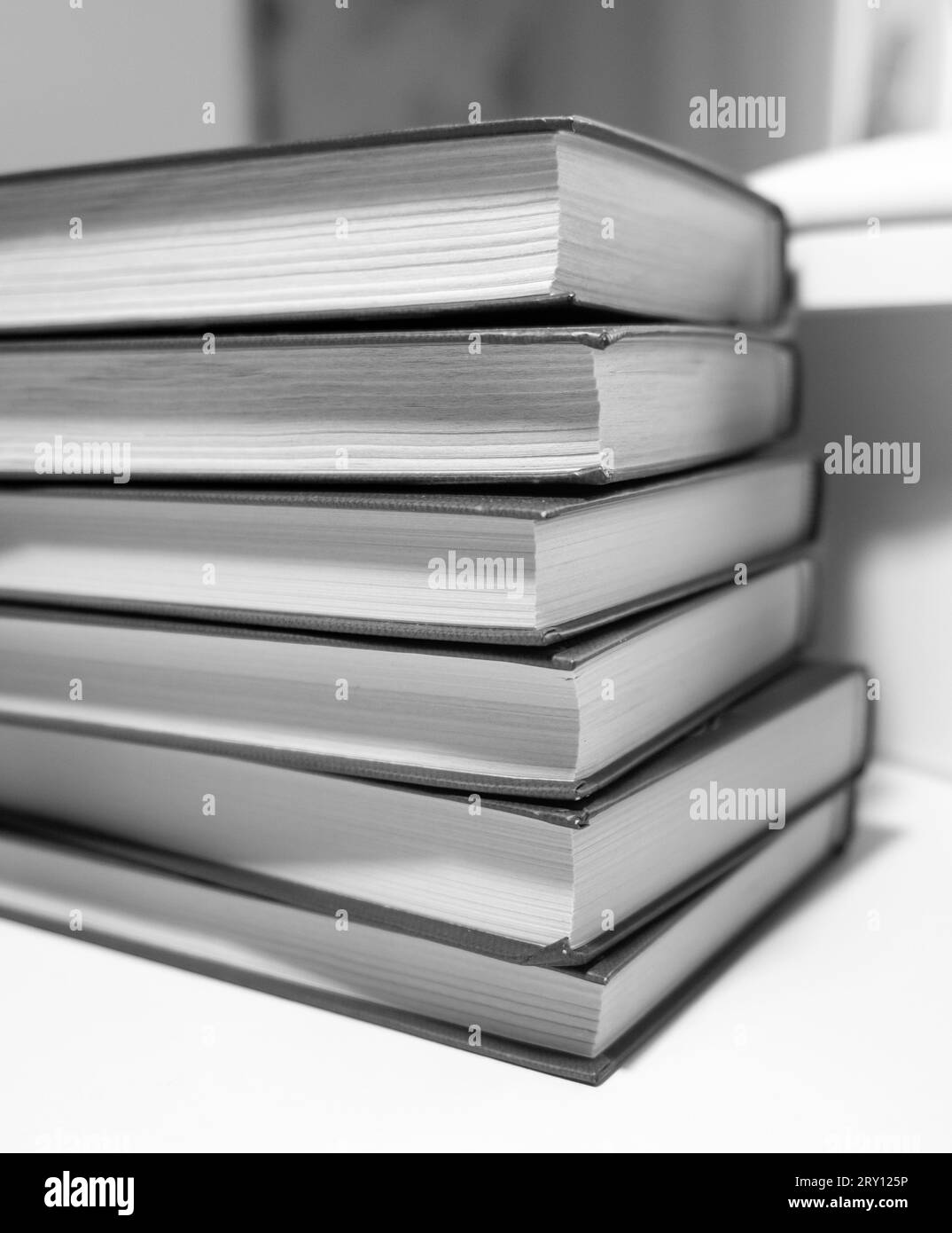 Book education library stack Black and White Stock Photos & Images - Alamy