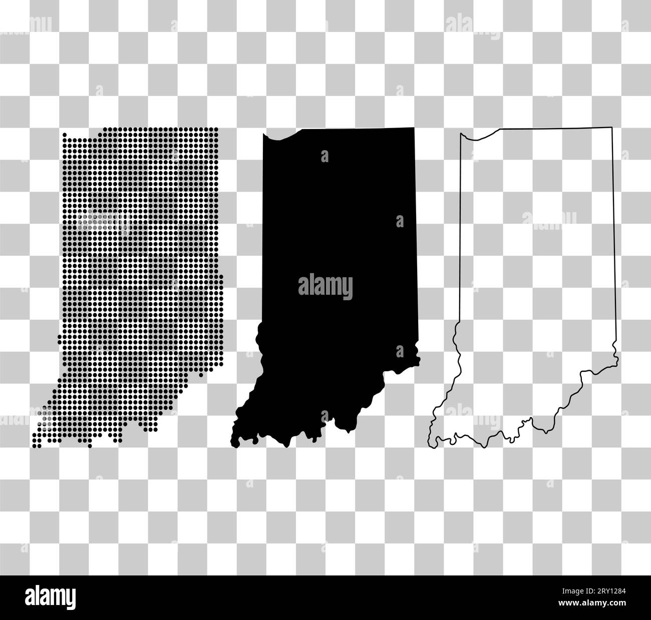 Set of Indiana map, united states of america. Flat concept icon vector ...
