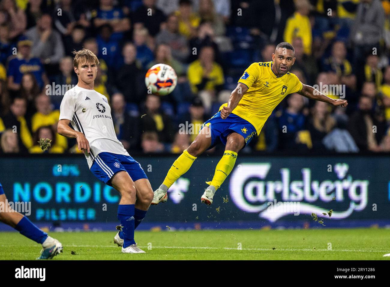 Broendby, Denmark. 27th, September 2023. Kevin Mensah (14) of Broendby ...