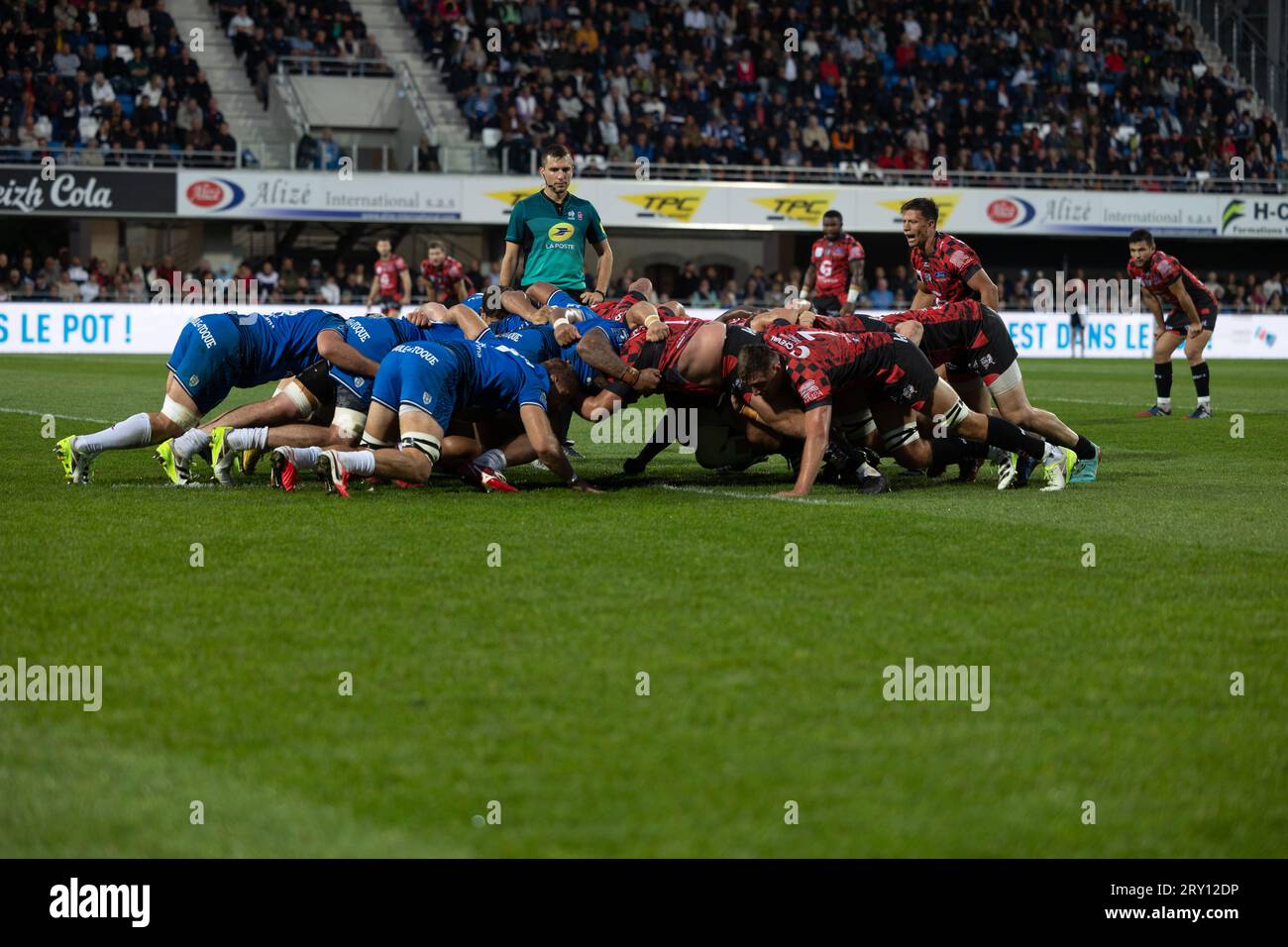 Scrum introduction Jules Le Bail during the French championship Pro D2 ...
