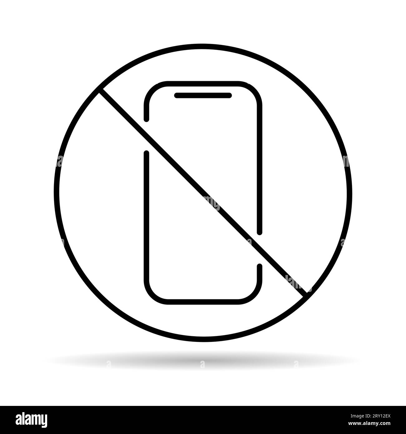 Mobile forbidden shadow icon, no use phone sign, ban smartphone label ...