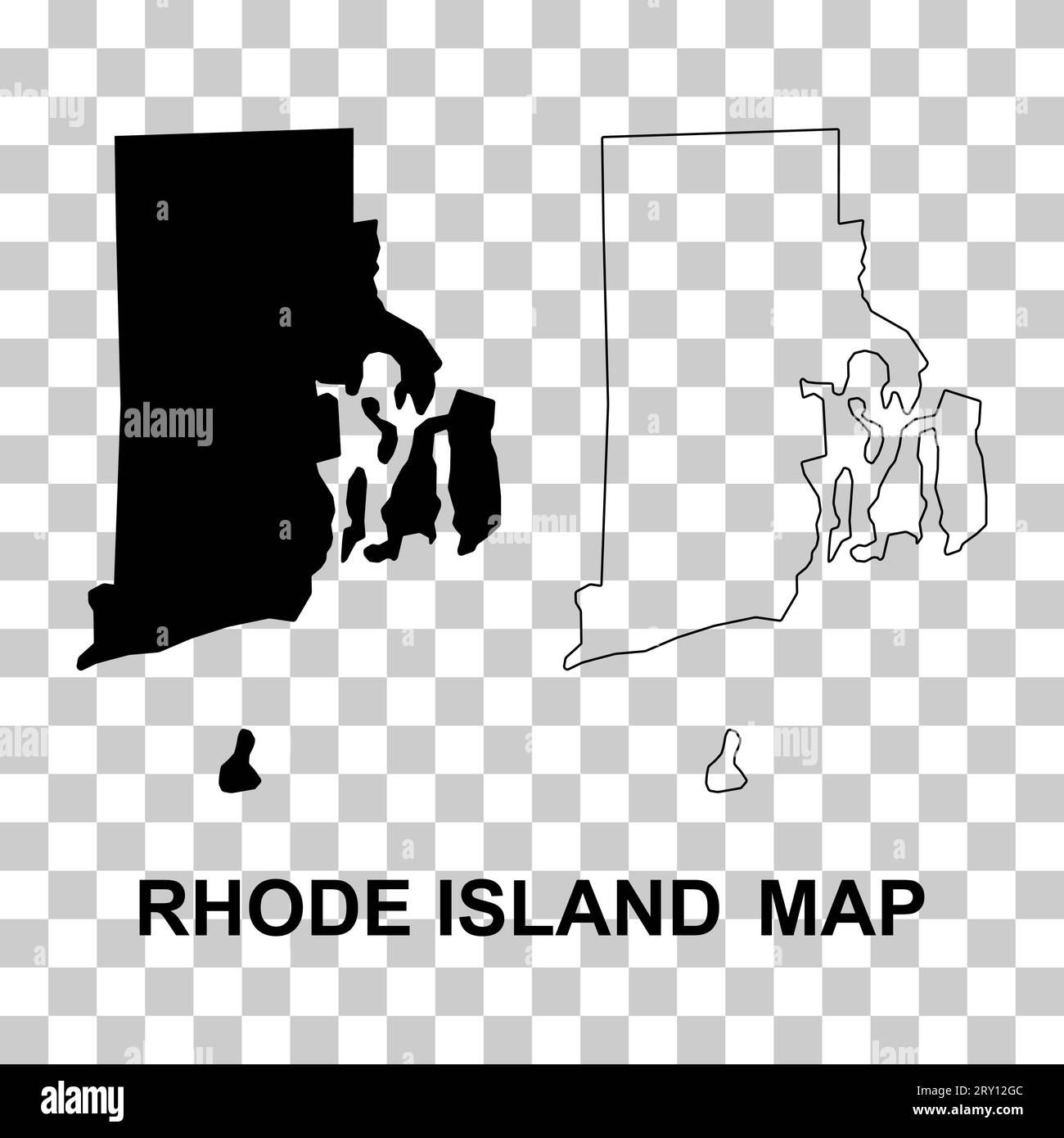 Set of Rhode island map, united states of america. Flat concept symbol ...