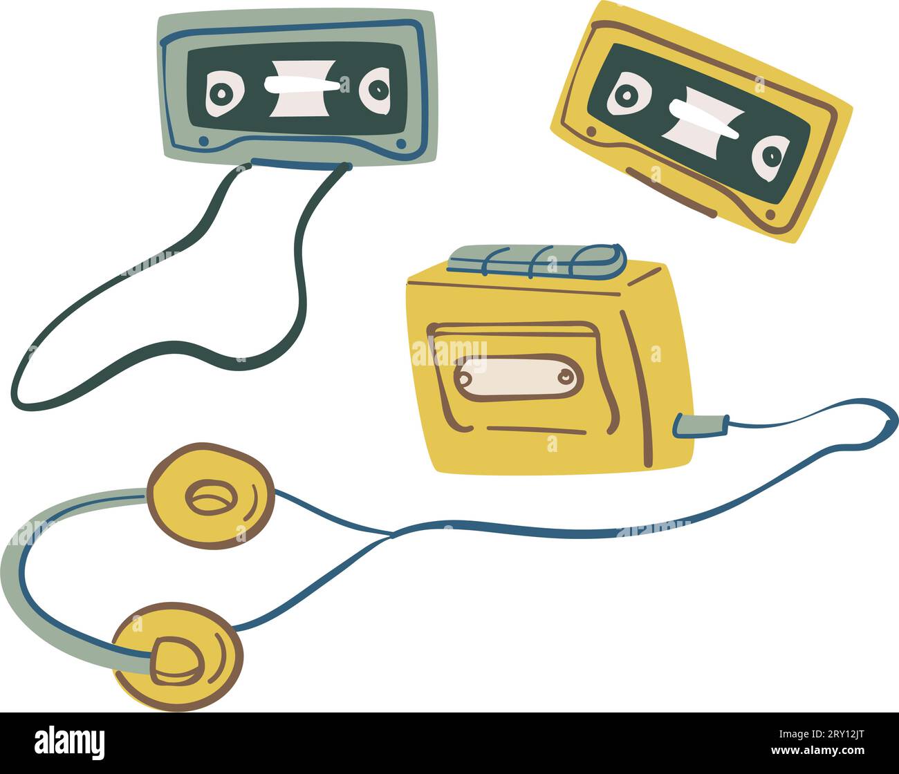 Walkman with headphones and casettes, vectors Stock Vector Image & Art ...