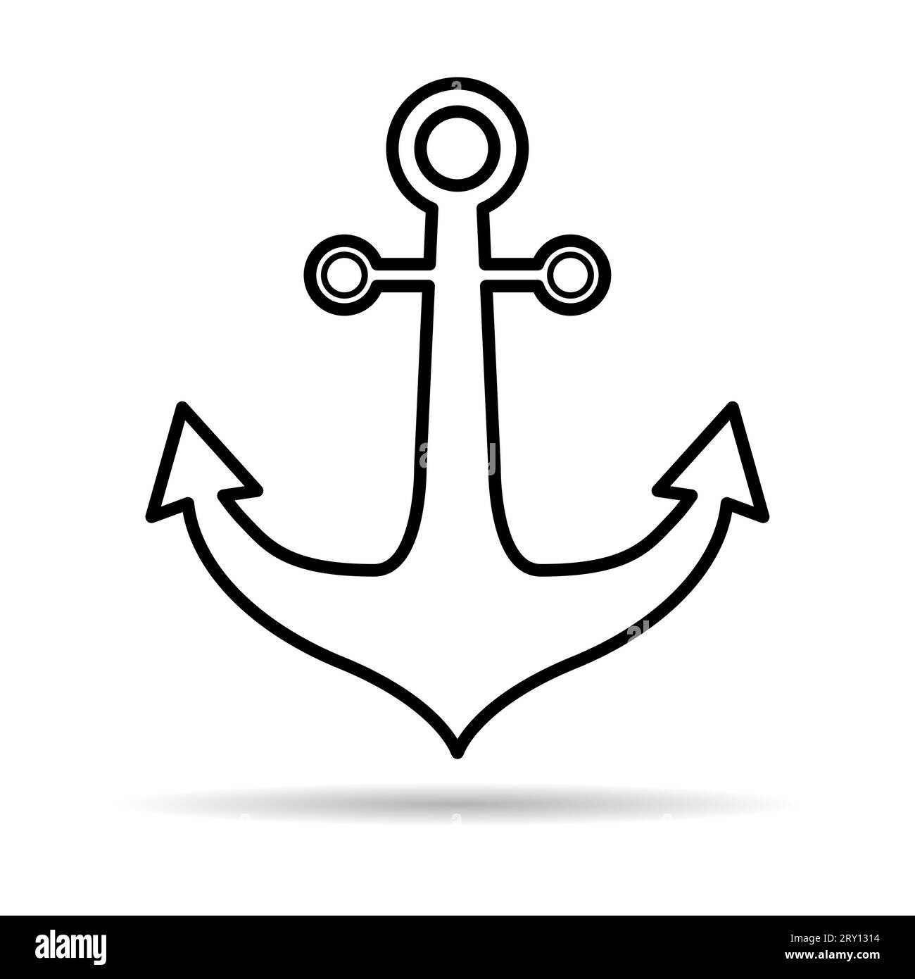 Anchor marine old shadow icon, ship security object element, vector ...