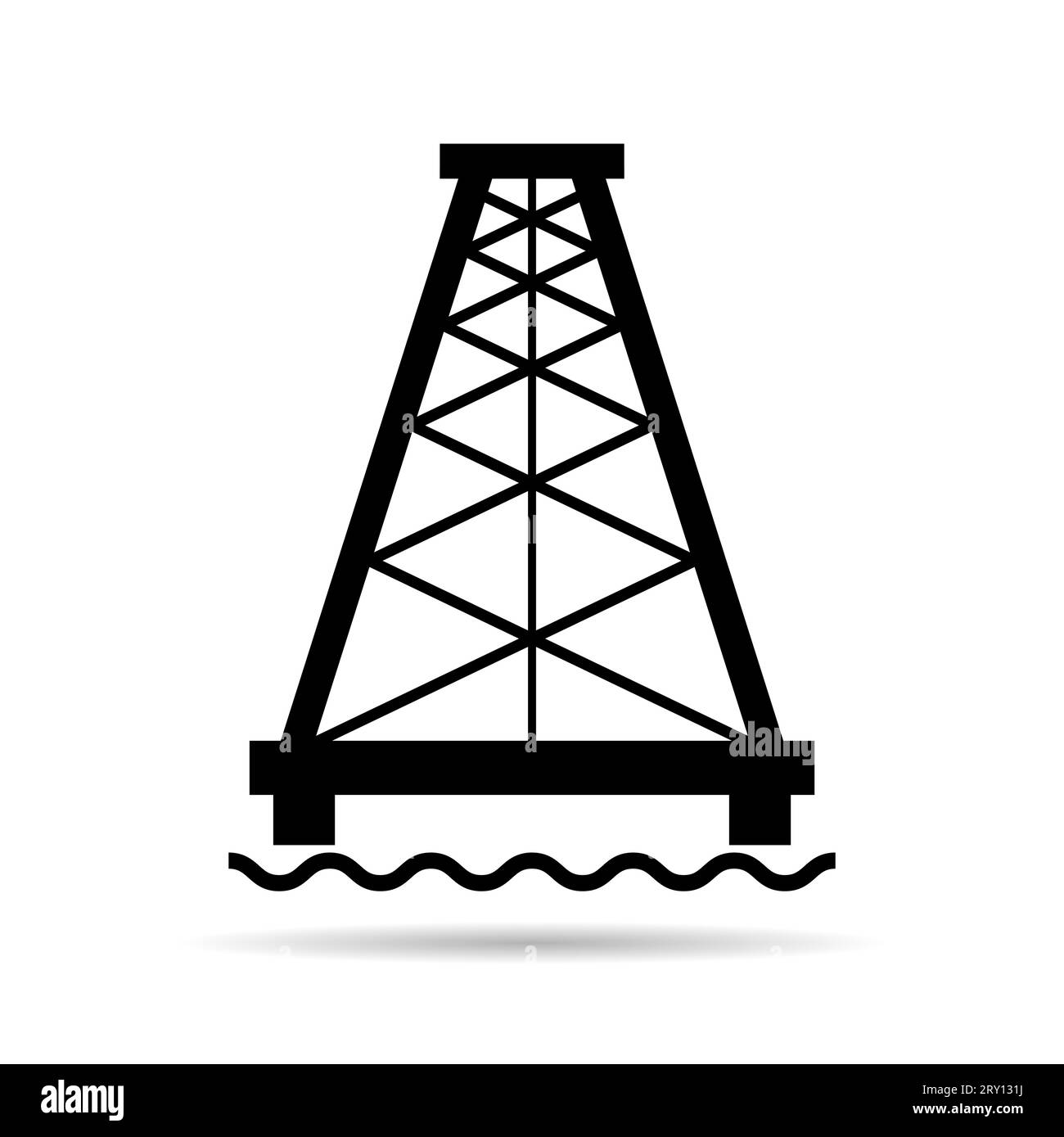 Oil rig flat graphic shadow icon, fuel platform industry tower gas sign ...