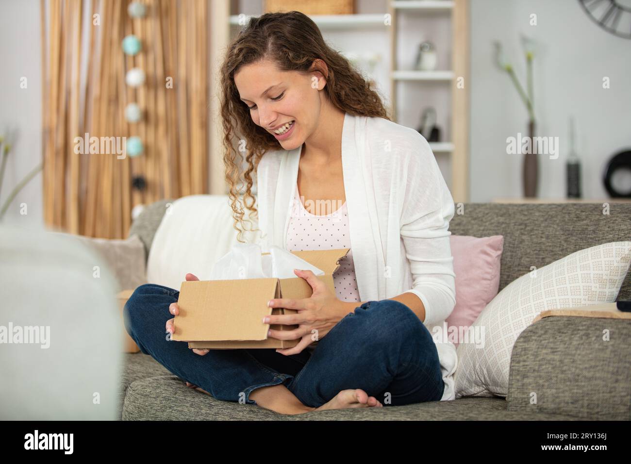 people delivery shipping and postal service concept Stock Photo - Alamy