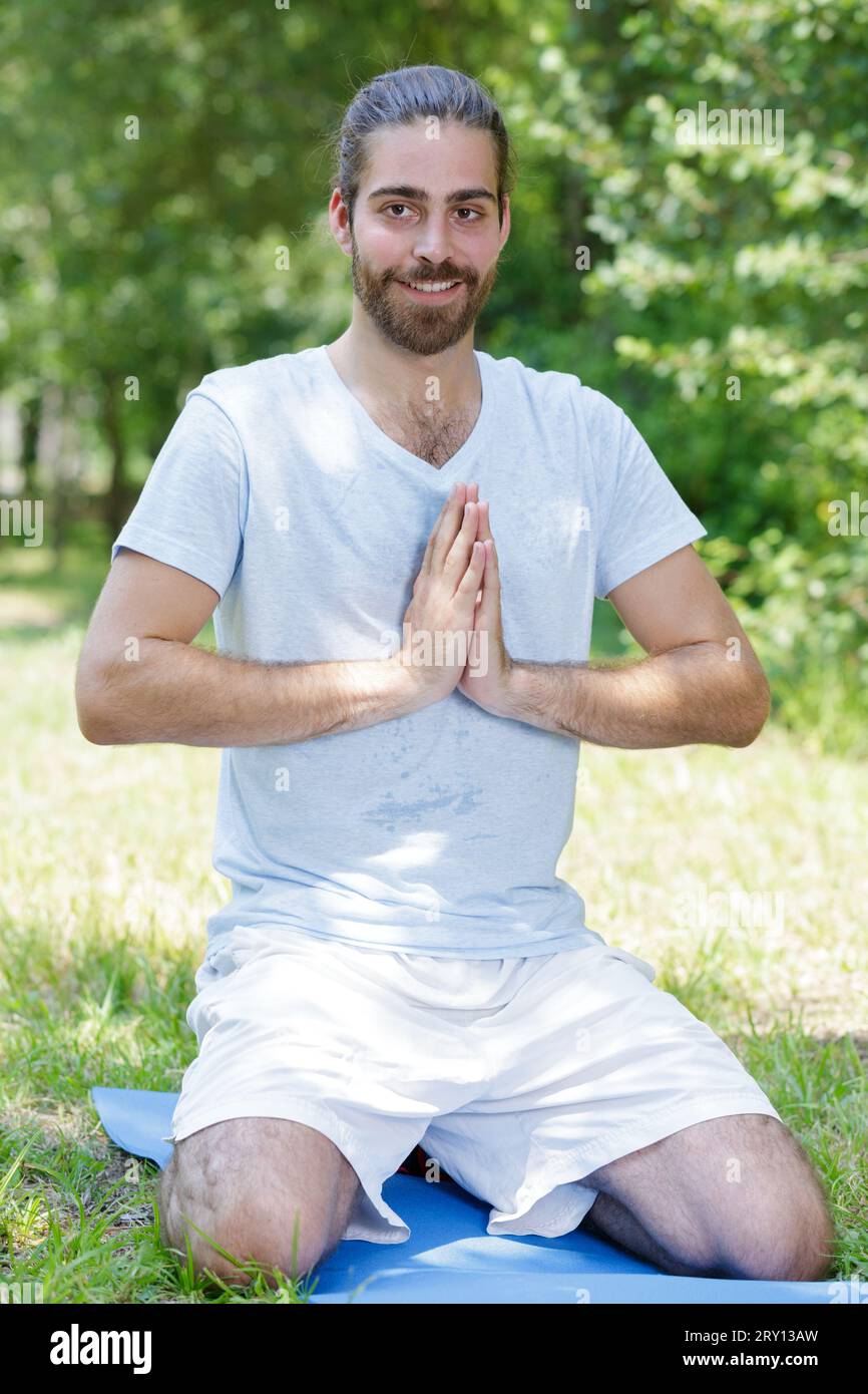 man exercising hands in prayer position Stock Photo - Alamy