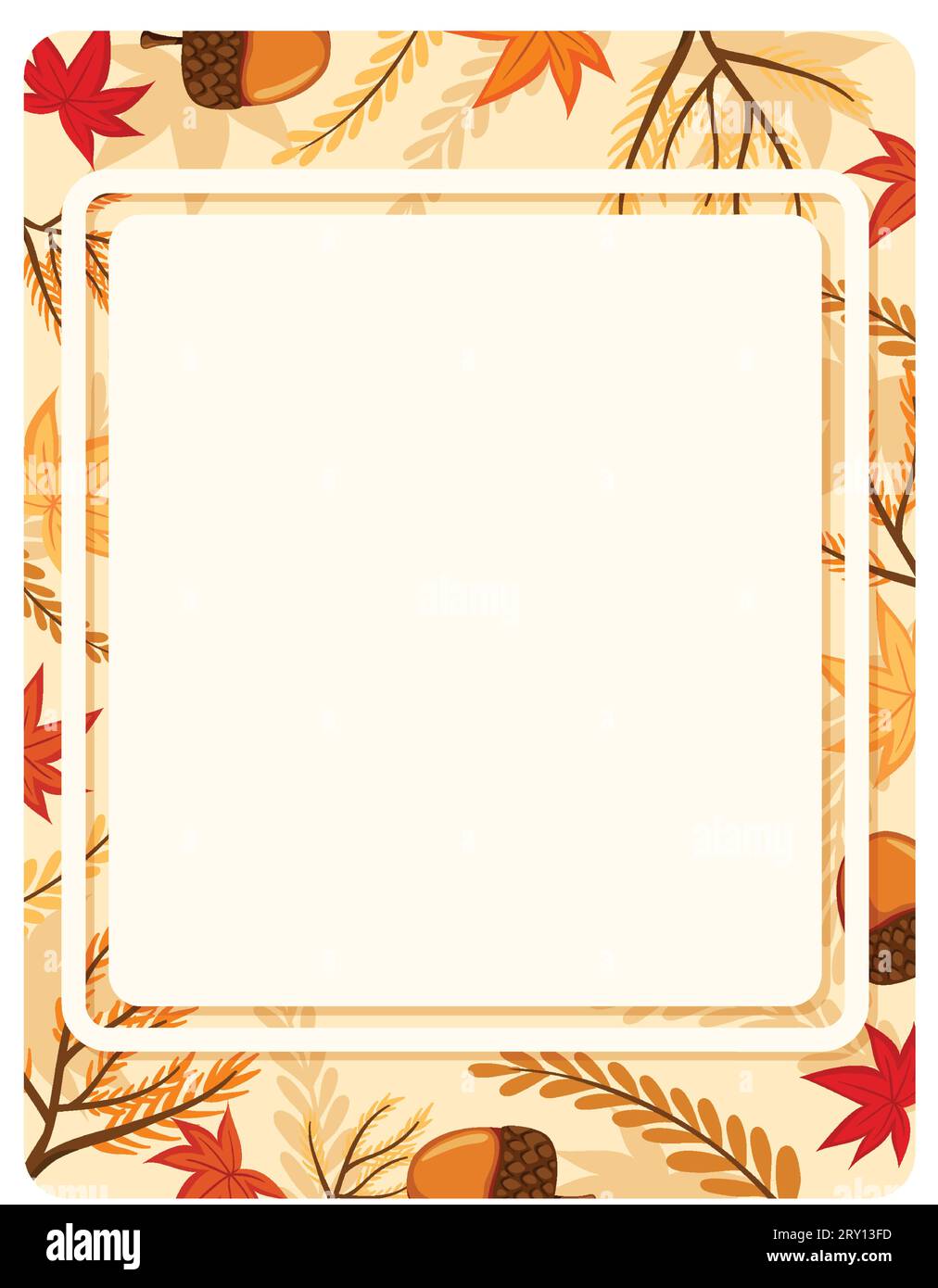 Vector cartoon illustration of autumn leaves on an A-frame border Stock ...